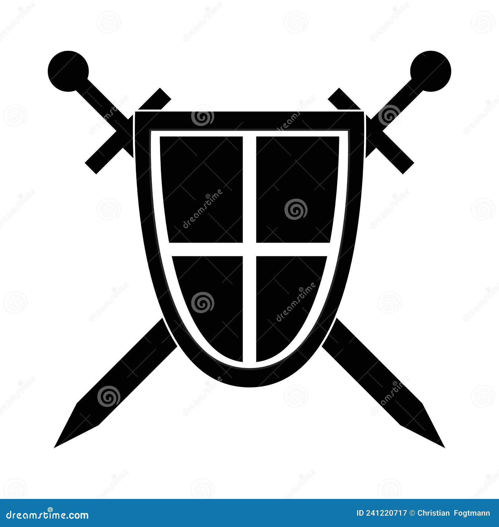 Checkered Shield with 2 Swords Black Icon Stock Vector - Illustration ...