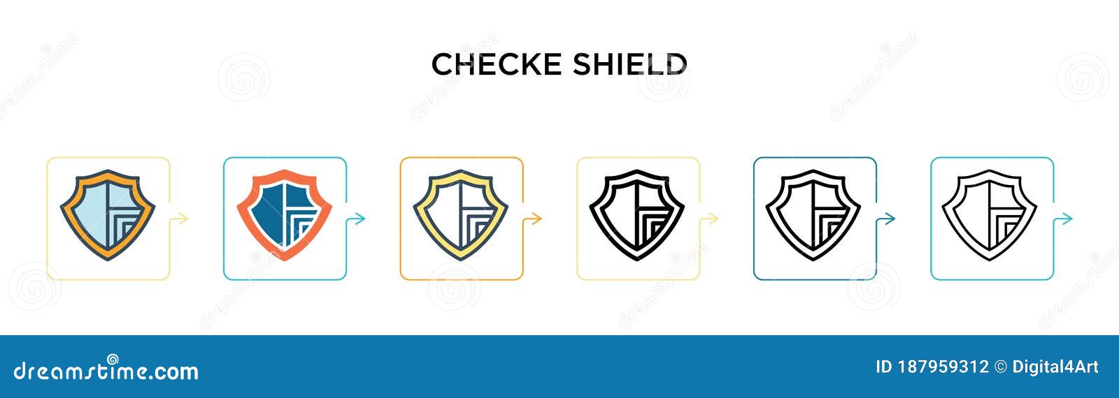 Checkered Shield Vector Icon in 6 Different Modern Styles. Black, Two ...