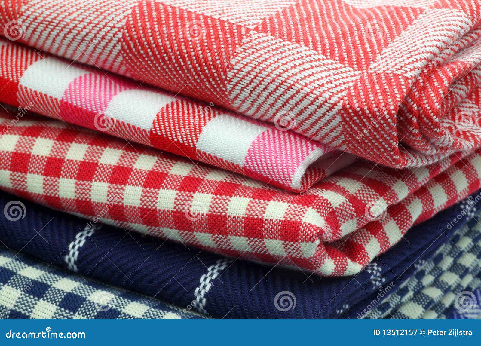 Checkered and Striped Kitchen Towels Stock Image - Image of laundry ...