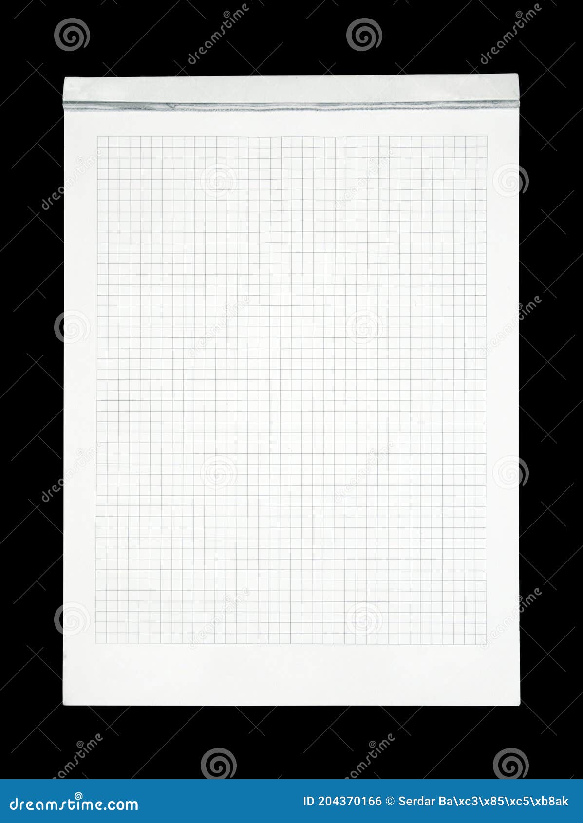 Checkered Stripes White Page Paper Block Notebook, Isolated on Black ...