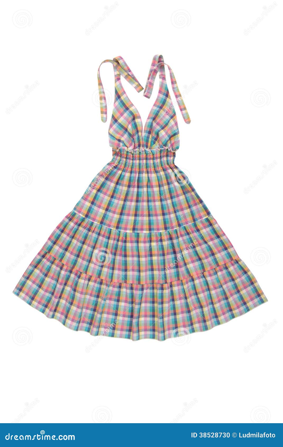 Checkered sun-dress stock photo. Image of beautiful, closeup - 38528730