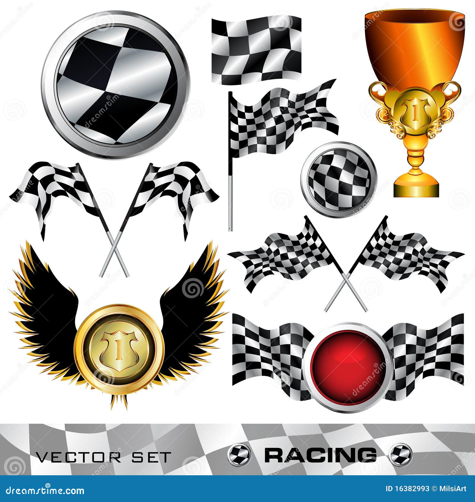 Checkered symbol set stock vector. Illustration of insignia - 16382993