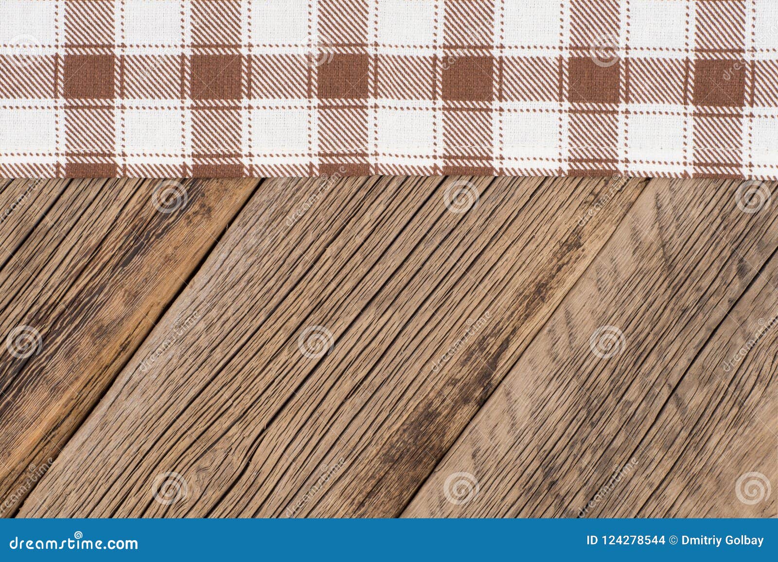 The Checkered Tablecloth on Wooden Table. Stock Photo - Image of ...