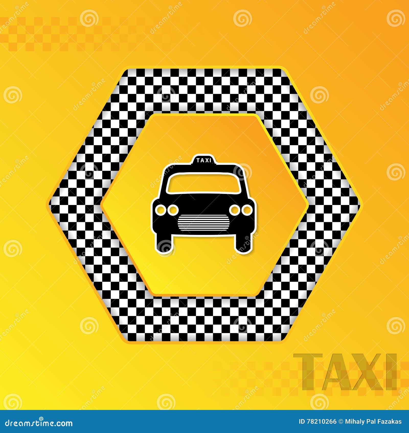 Checkered Taxi Background with Cab Silhouette in Center Stock Vector ...