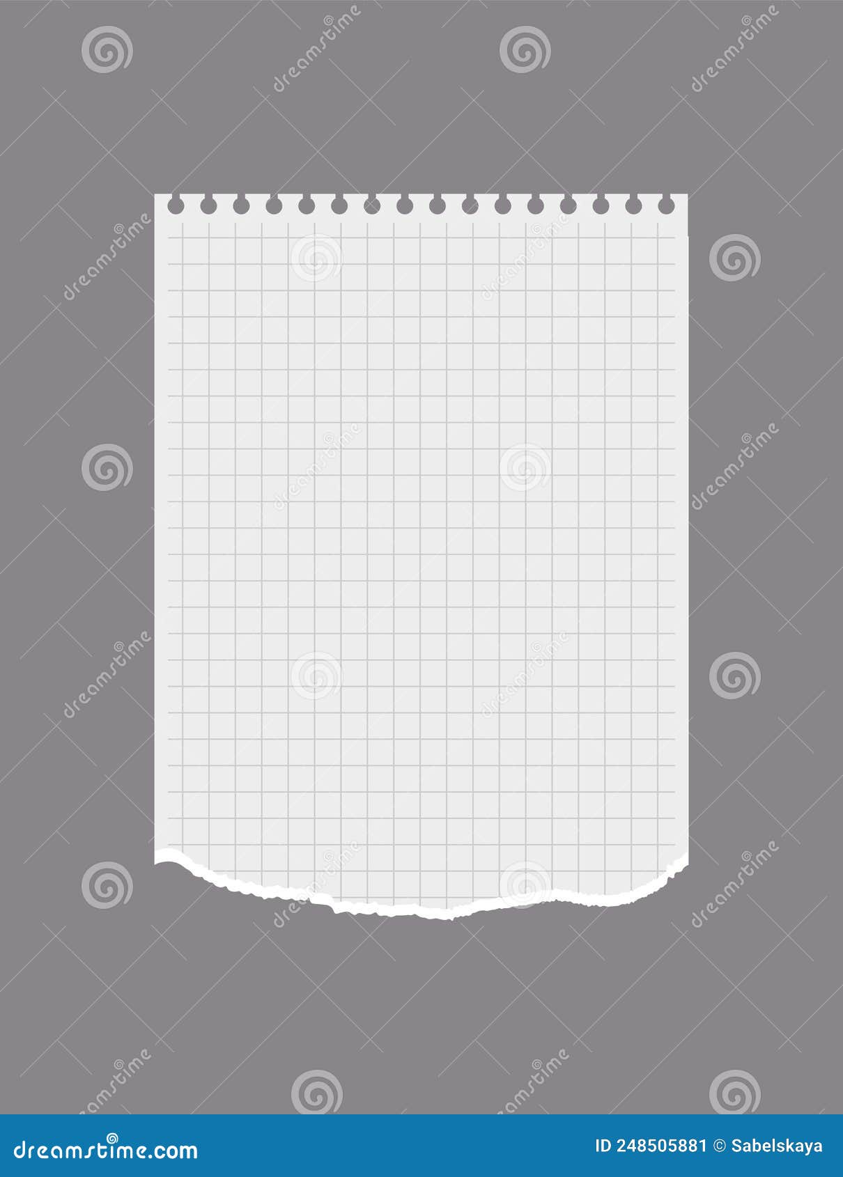 Checkered Torn Out Notebook Page Flat Style, Vector Illustration Stock ...
