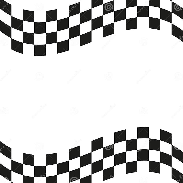 Checkered Wave Pattern. Black and White Vector. Geometric Abstract ...