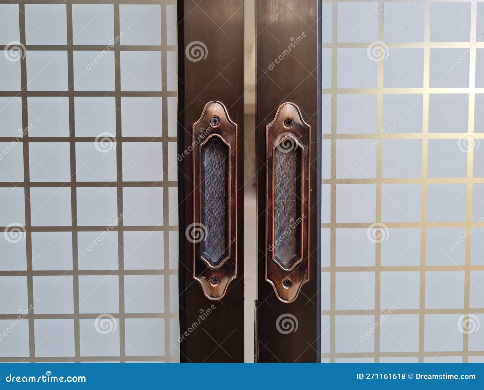 Checkered Whitewashed Glass Door Textured Abstract Background Stock ...