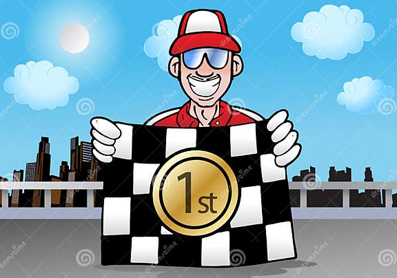 Checkered Winning Race Flag Stock Illustration - Illustration of sports ...