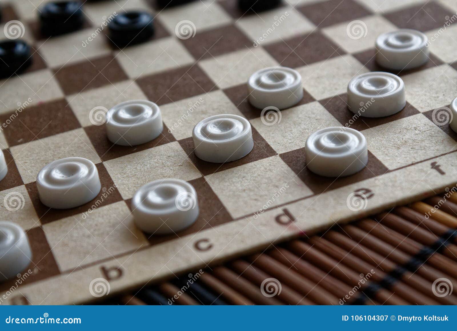 Checkers in Checkerboard Ready for Playing. Game Concept. Board Game ...