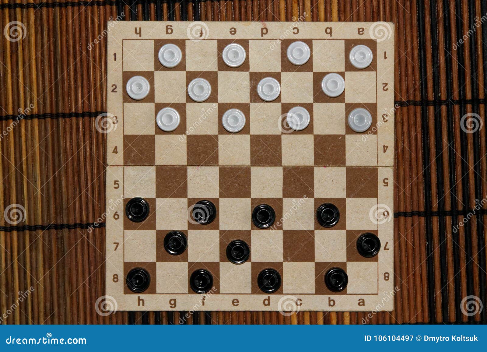 Checkers in Checkerboard Ready for Playing. Game Concept. Board Game ...