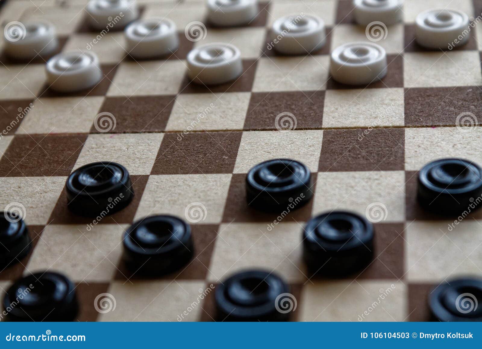 Checkers in Checkerboard Ready for Playing. Game Concept. Board Game ...