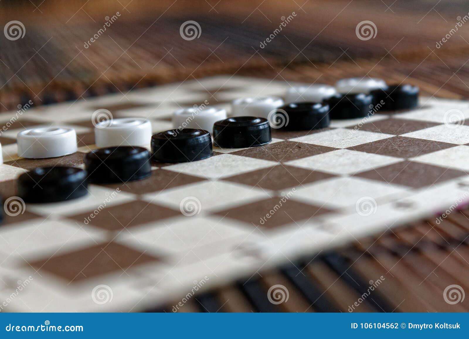Checkers in Checkerboard Ready for Playing. Game Concept. Board Game ...