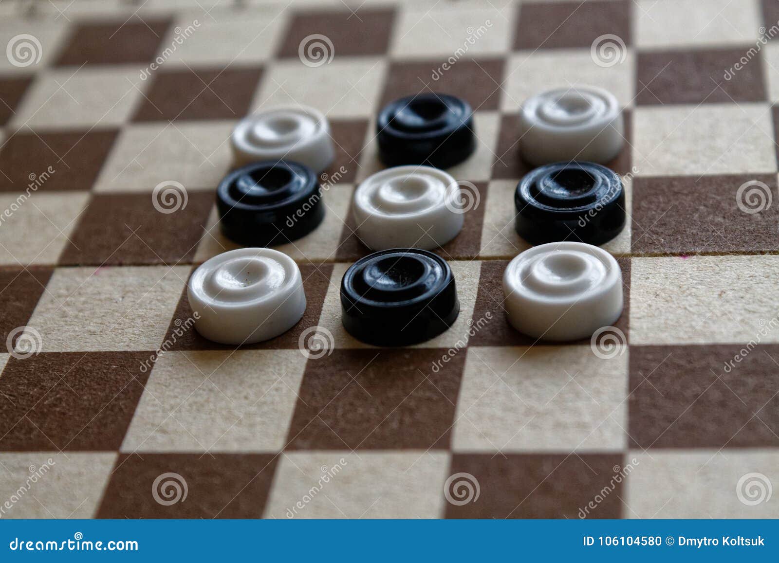 Checkers in Checkerboard Ready for Playing. Game Concept. Board Game ...