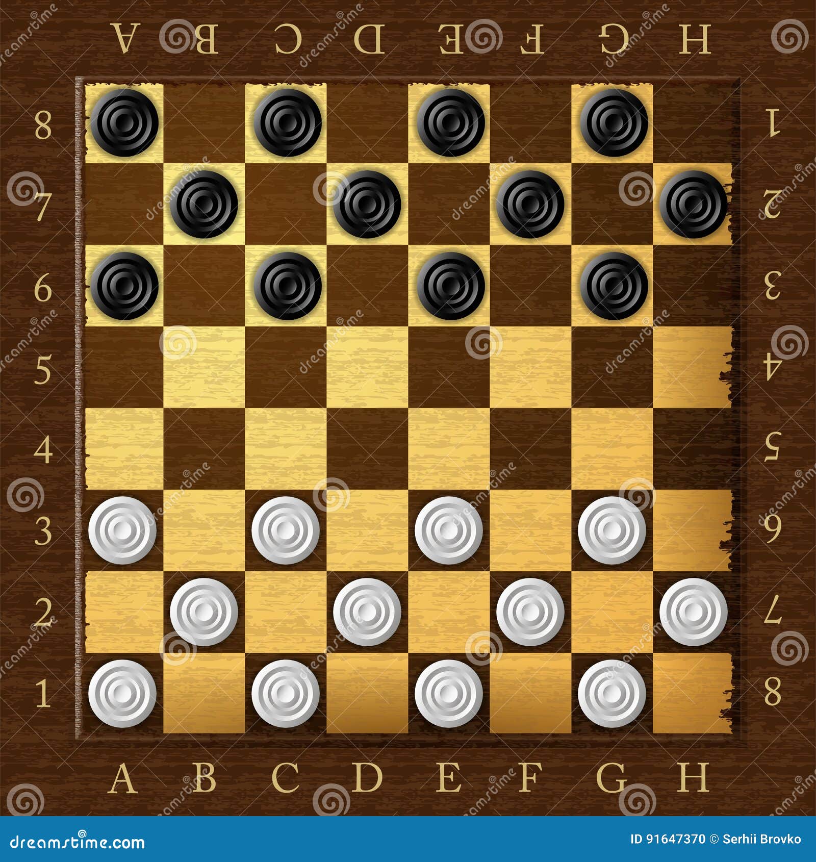 Checkers. Chess board. stock vector. Illustration of checker - 91647370