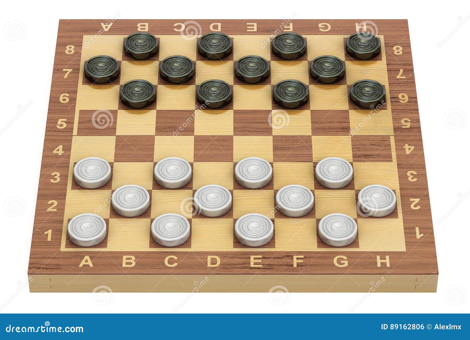 Checkers Game Board and Pieces, 3D Stock Illustration - Illustration of ...