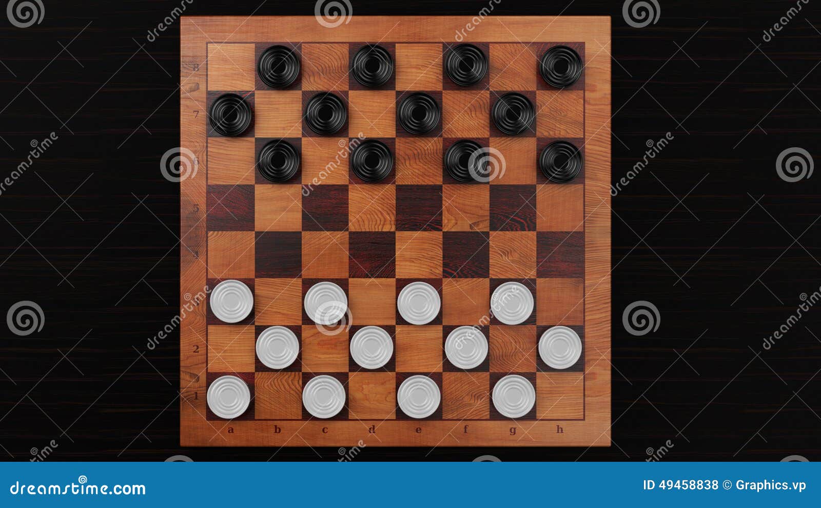 Checkers Game Wooden Board Stock Illustration - Image: 49458838