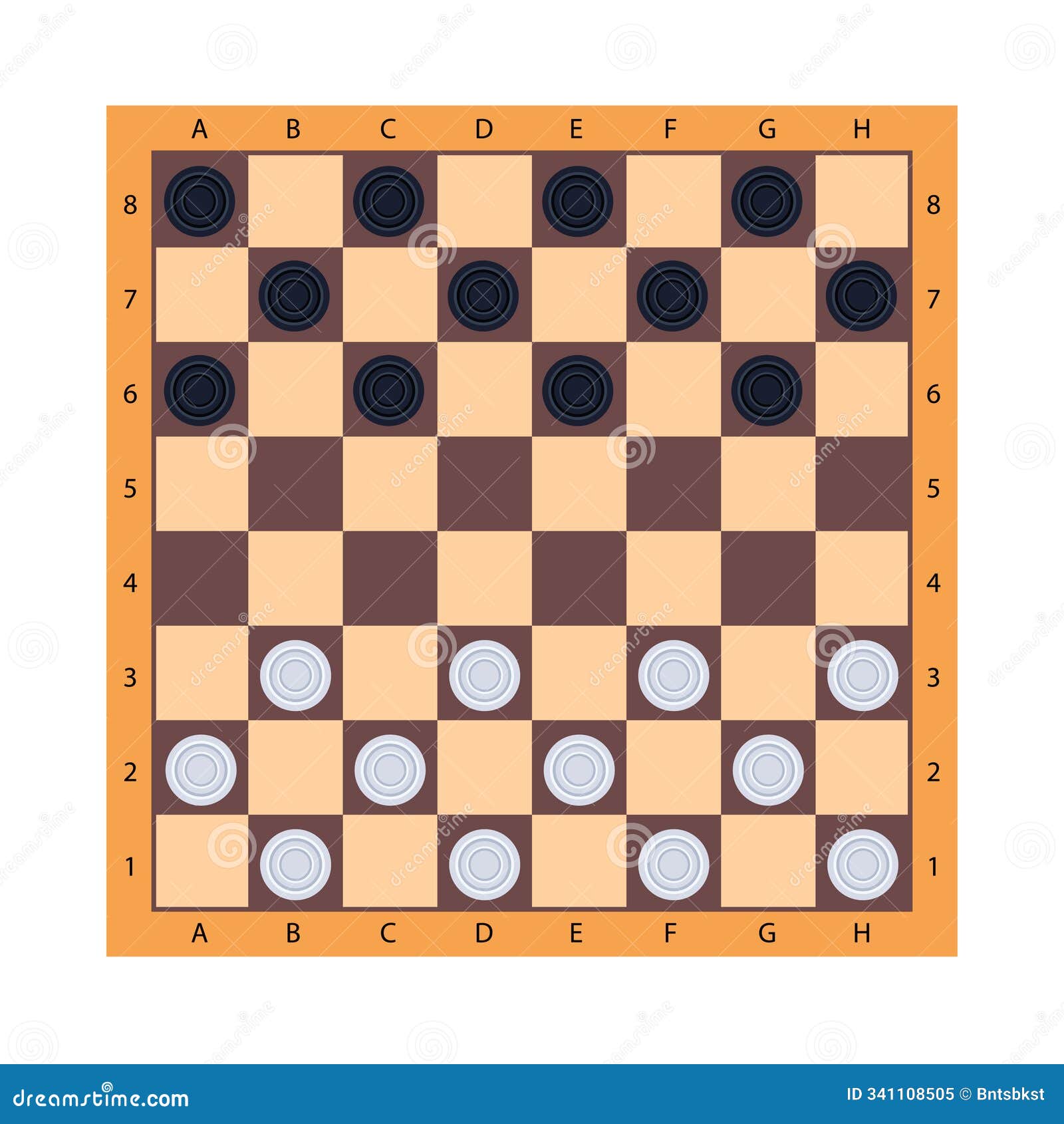 Checkers. Intellectual Board Game. Chess Board. White and Black Chips ...