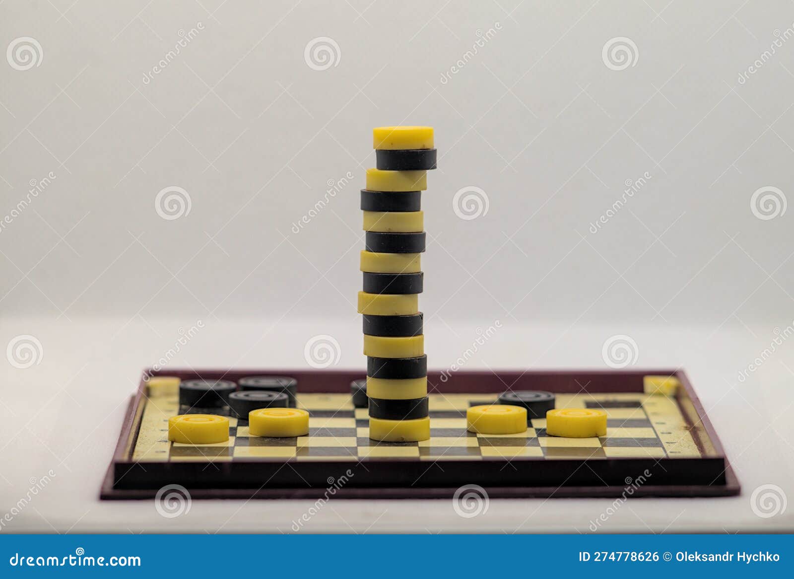 Checkers Stacked on a Game Board Stock Photo - Image of stack, activity ...