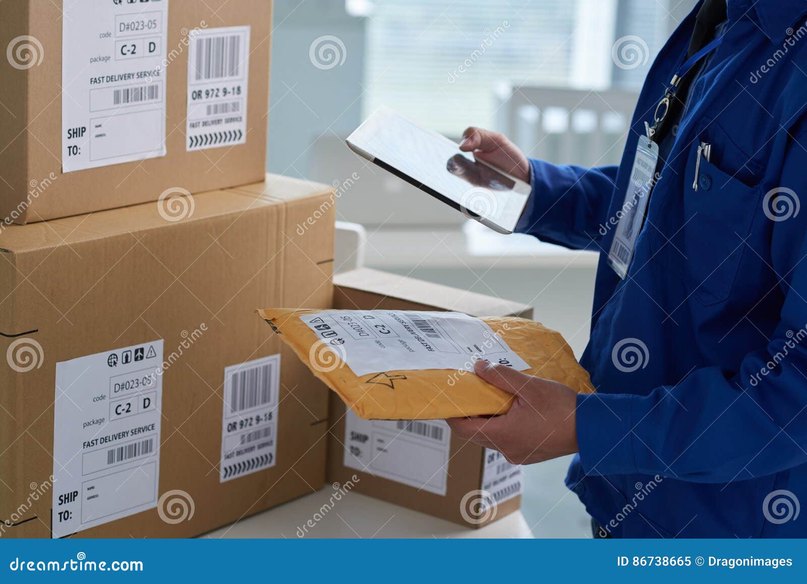 Checkig shipping info stock image. Image of express, postman - 86738665