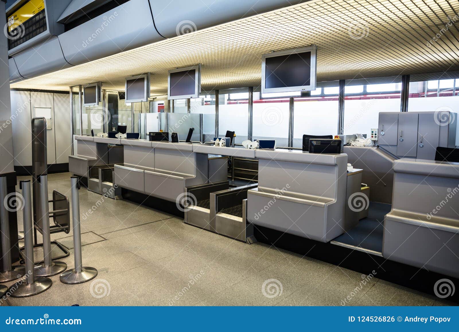 Checkin Area at Modern Airport Stock Photo - Image of transportation ...