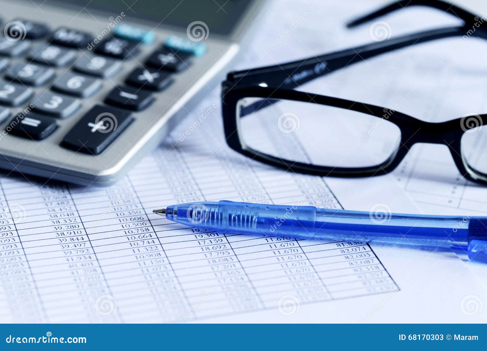 Checking Accounts with a Calculator Stock Image - Image of bills ...