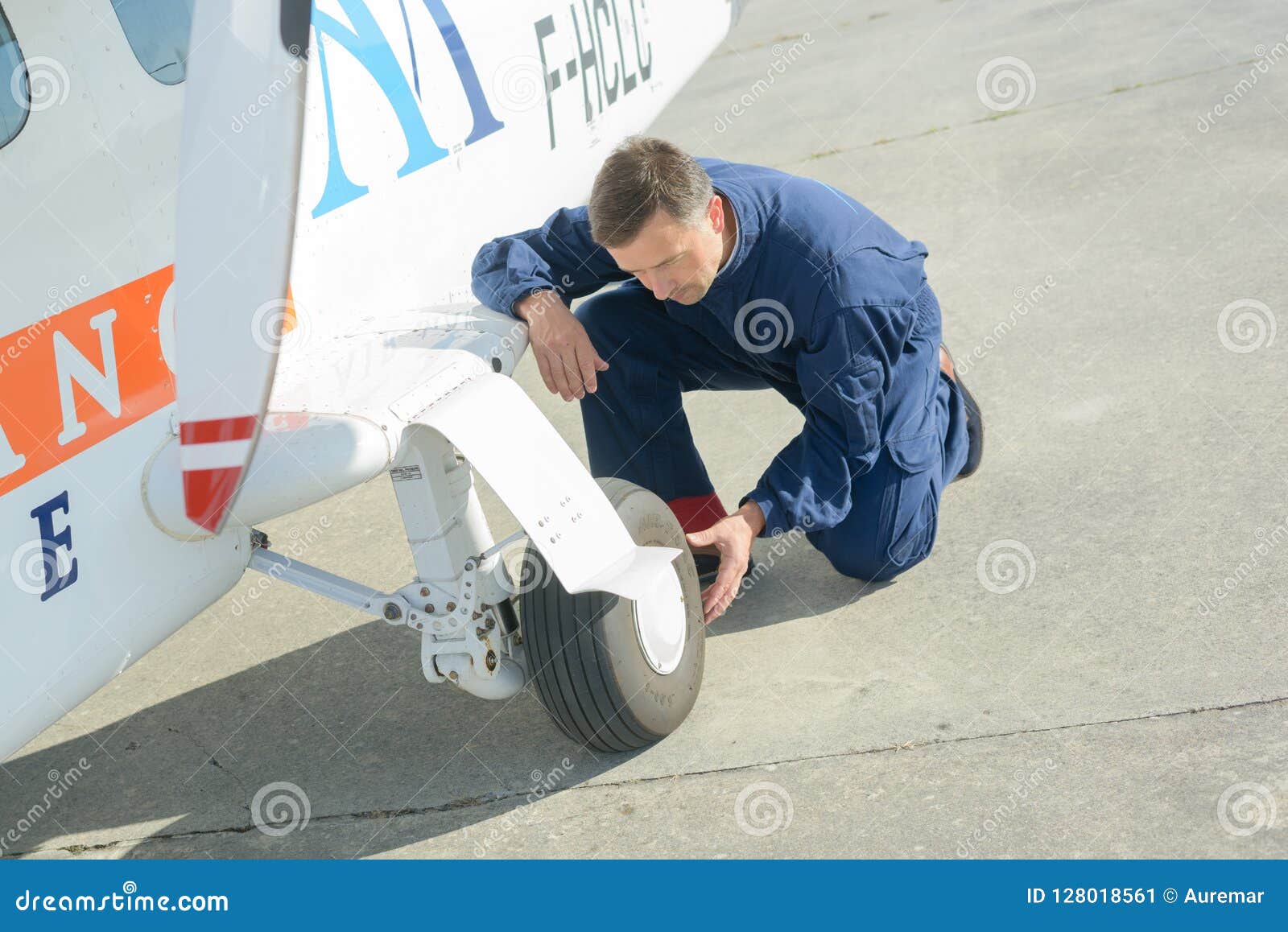 Checking the Aircraft Wheel Stock Image - Image of condition, repair ...