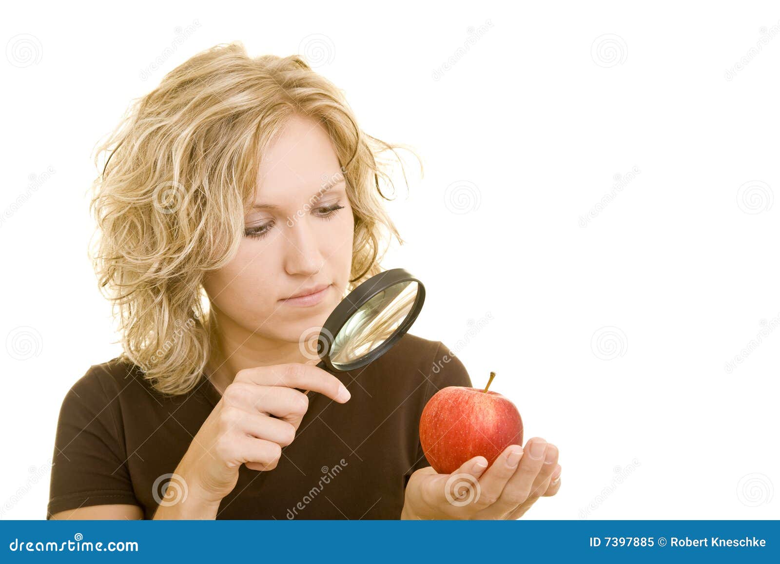 Checking an apple stock image. Image of healthy, discovery - 7397885