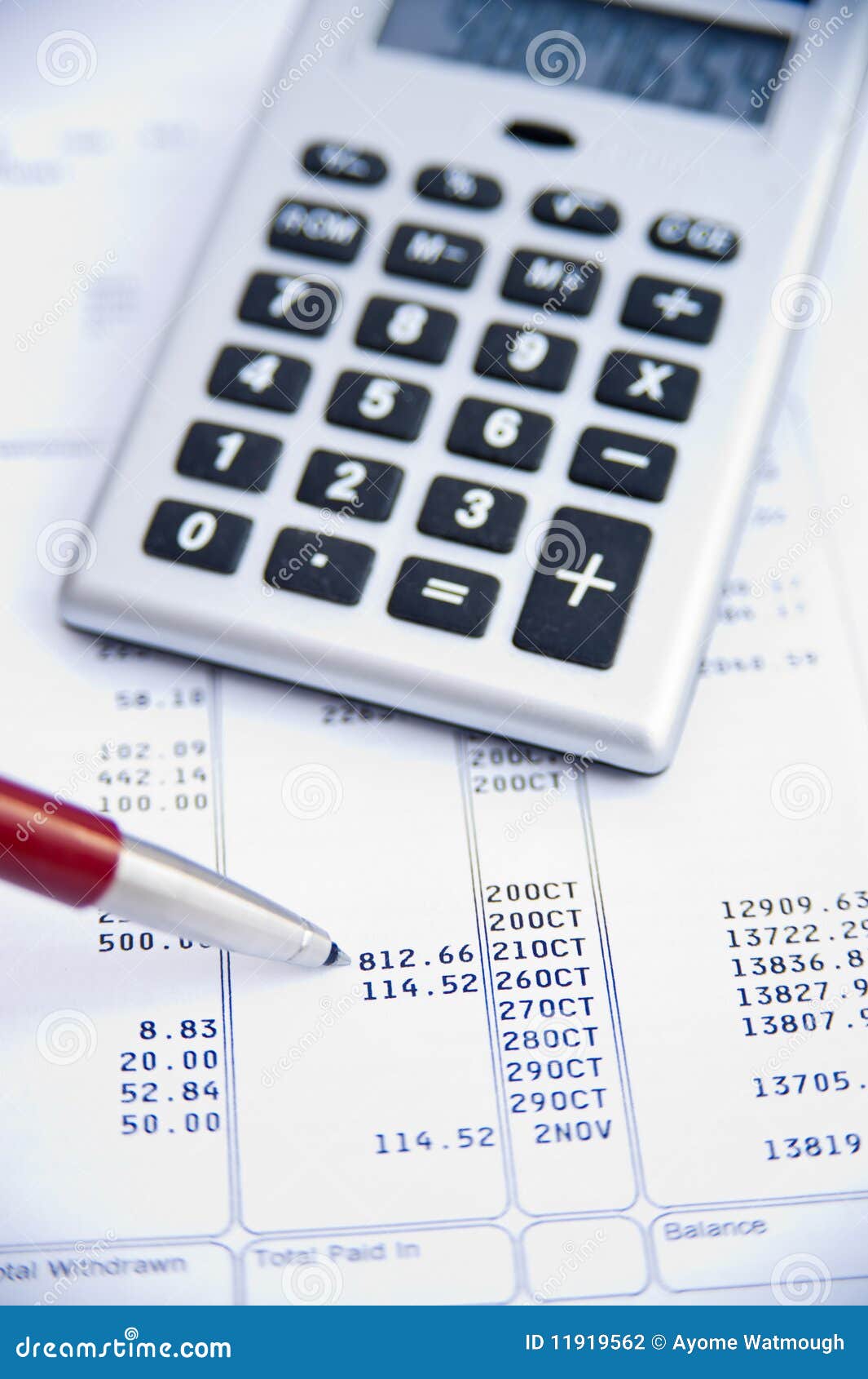 Checking a bank statement. stock photo. Image of overdraft - 11919562