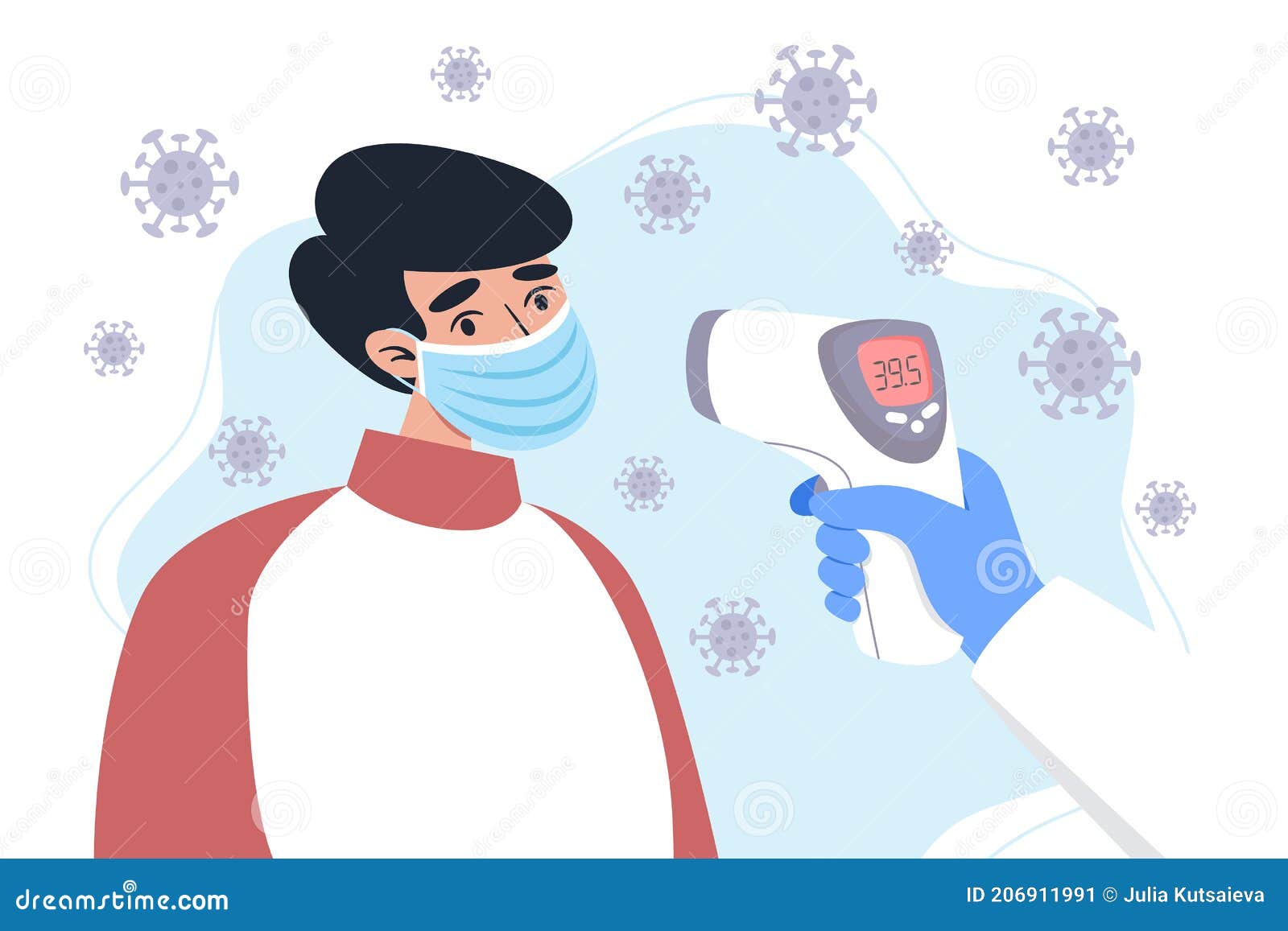 Checking Body Temperature With An Infrared Thermometer Cartoon Vector ...