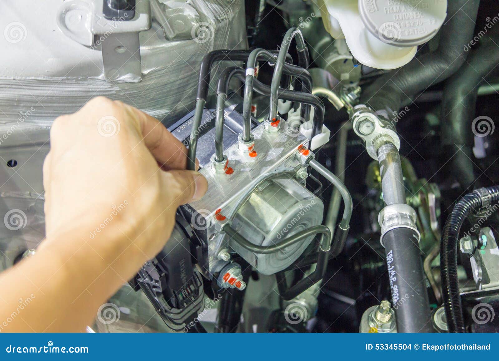 Checking car engine stock photo. Image of mechanical - 53345504