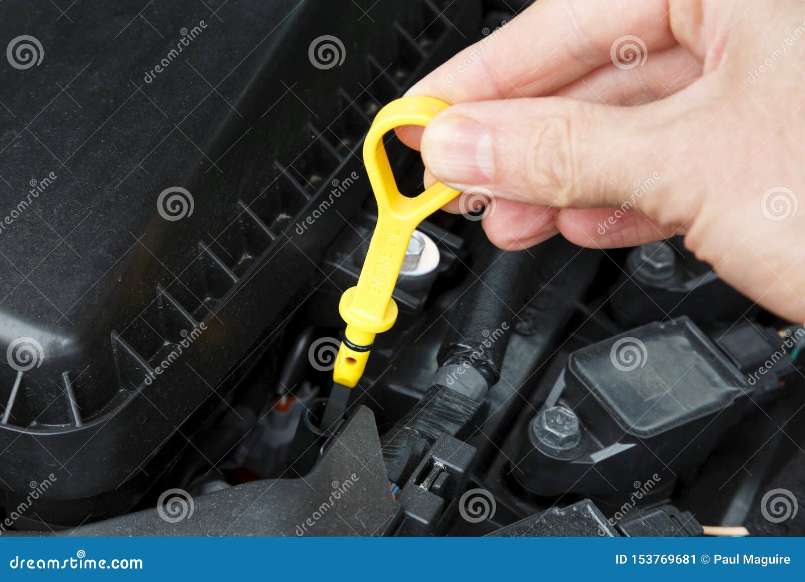Checking car engine oil stock image. Image of detail - 153769681