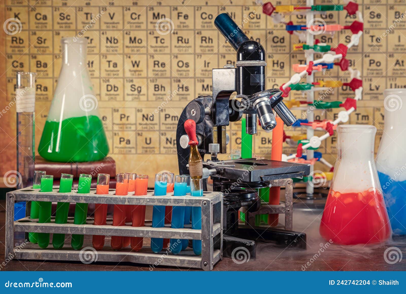 Checking Chemical Formula in University Laboratory with Microscope ...