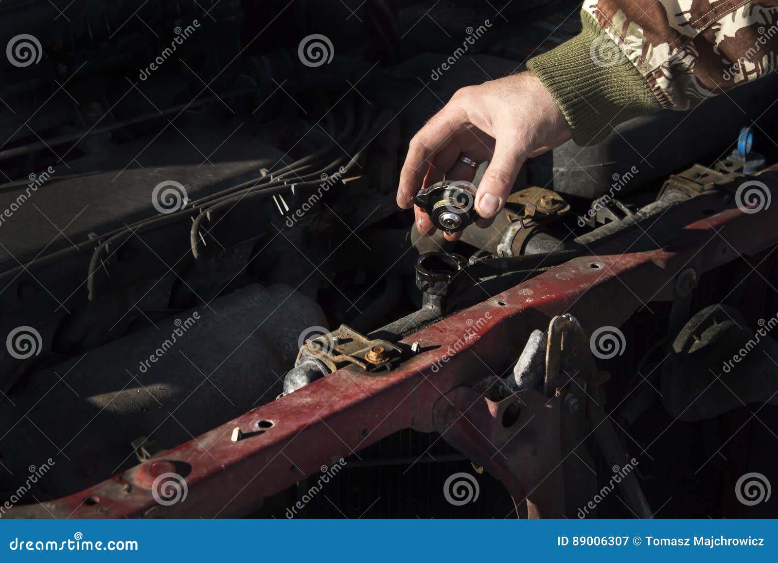 Checking the Coolant Level in the Car. the Cap of the Radiator, Check ...
