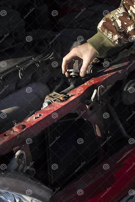 Checking the Coolant Level in the Car. the Cap of the Radiator, Check ...