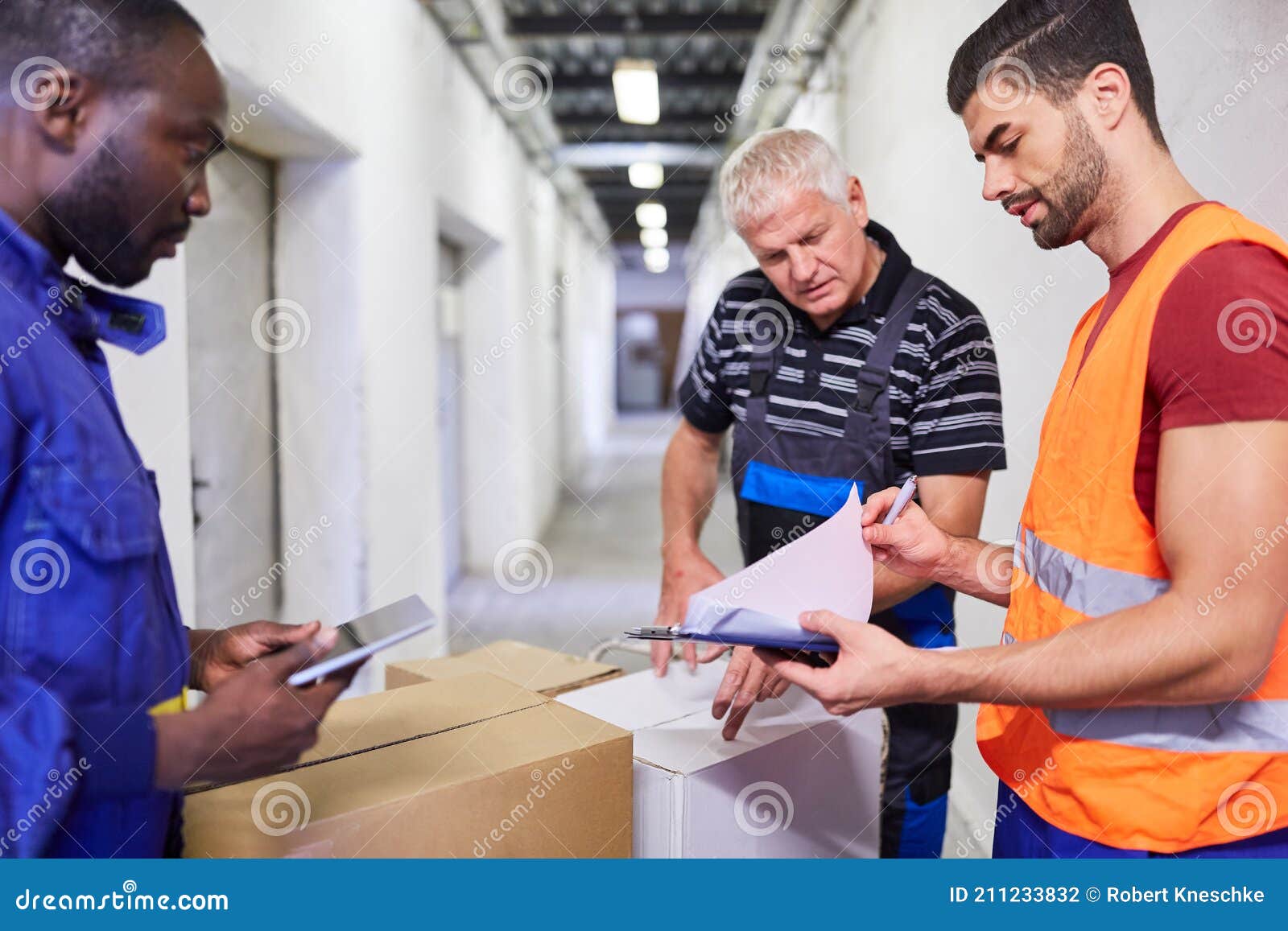 Checking a Delivery of Goods with a Checklist Stock Photo - Image of ...