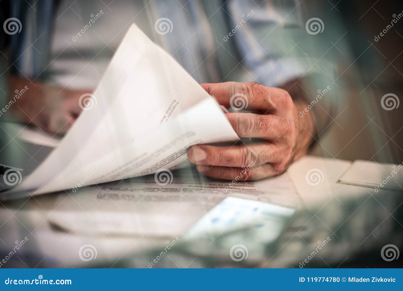 Checking Document. Close Up. Stock Photo - Image of focus, caucasian ...