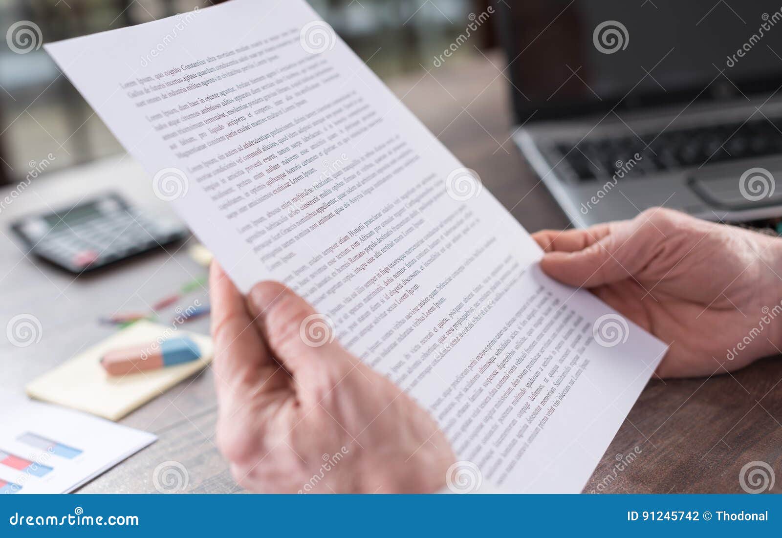 Checking a document stock photo. Image of read, report - 91245742