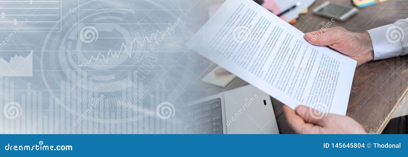 Checking a Document. Panoramic Banner Stock Photo - Image of business ...