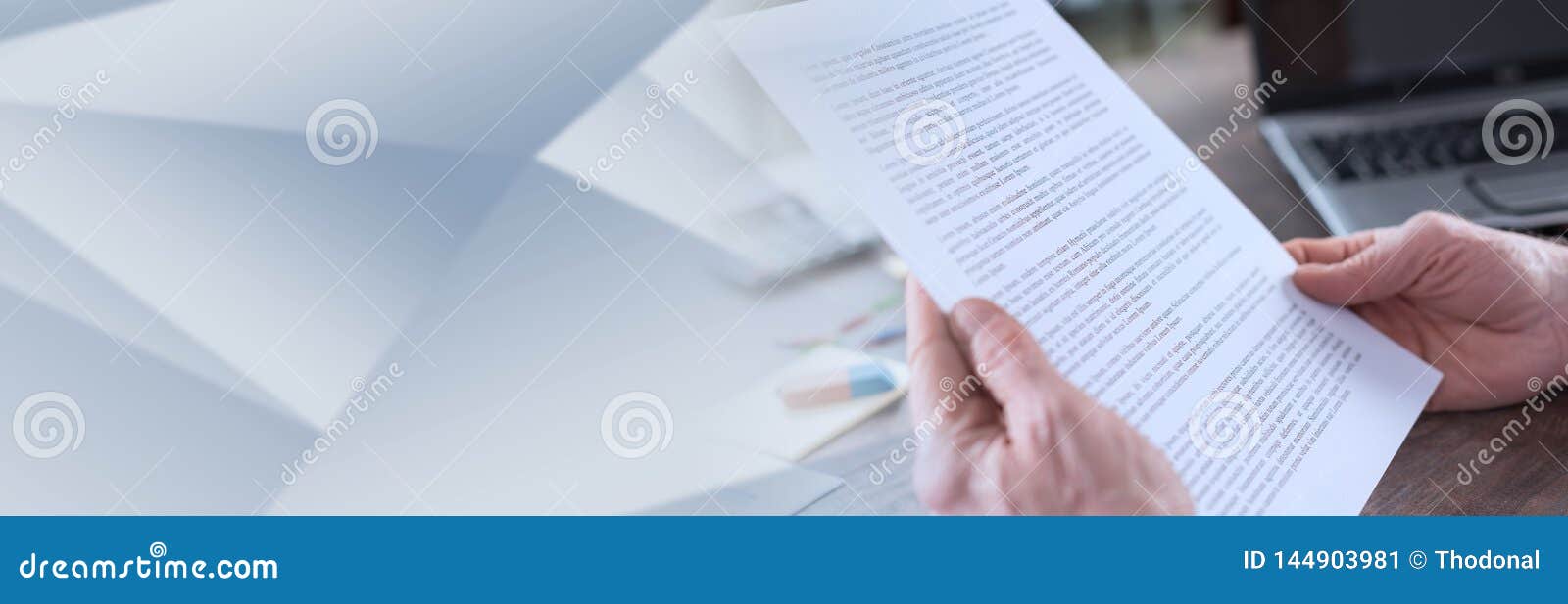 Checking a Document. Panoramic Banner Stock Image - Image of paper ...