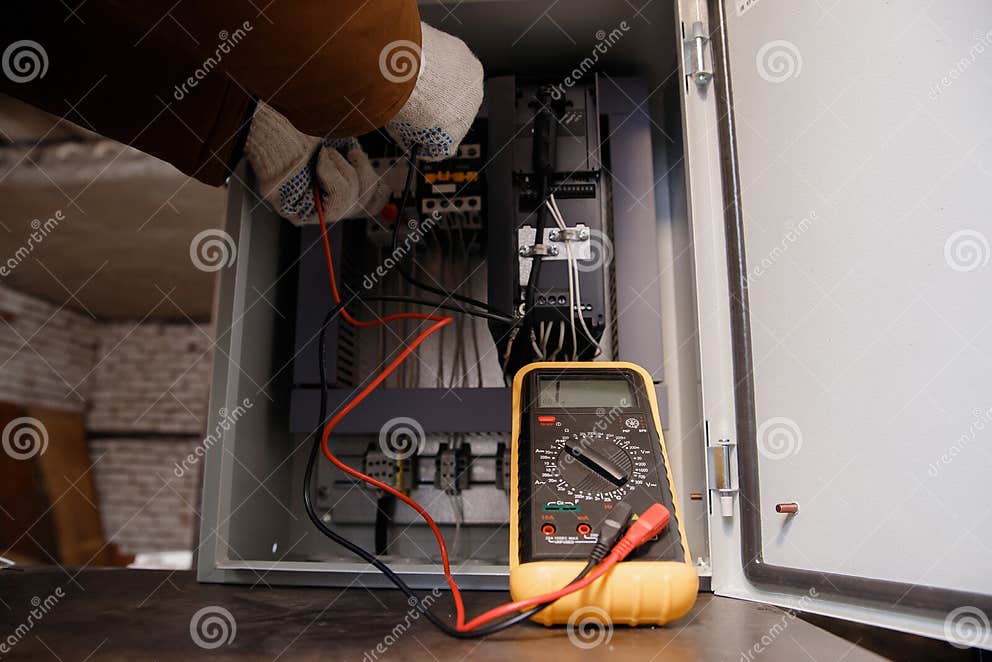 Checking Electrical Panel and Power Cable for Short Circuit Stock Photo ...