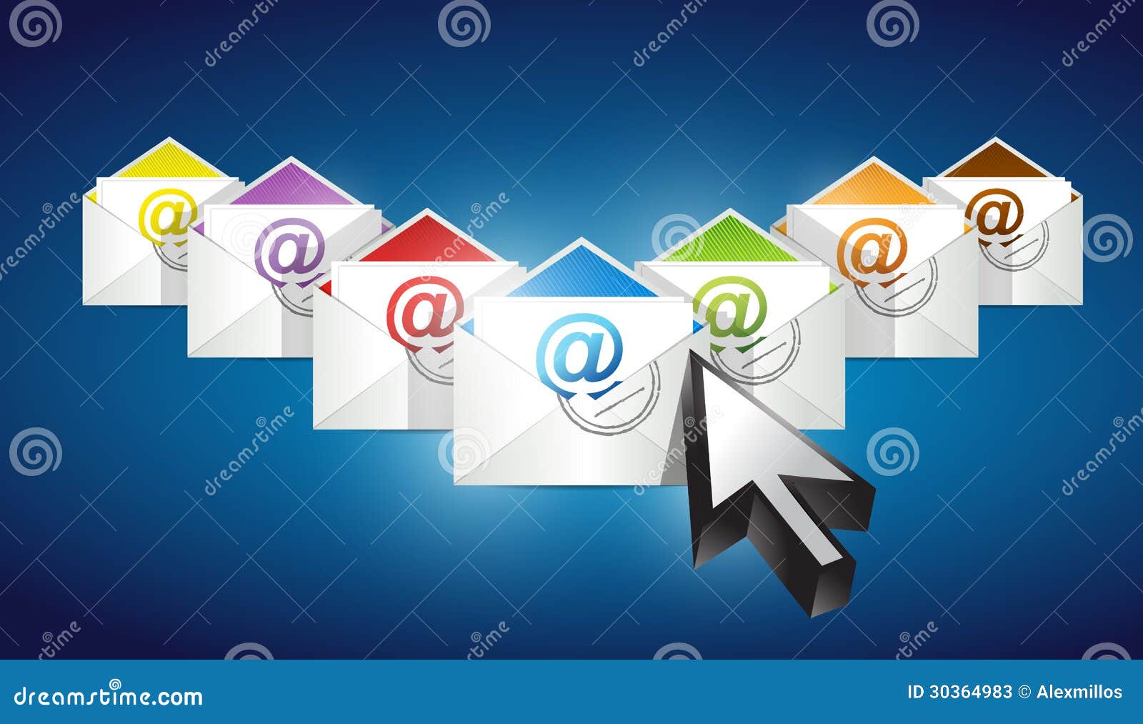 Checking Emails. Set of Envelopes with Email Stock Illustration ...