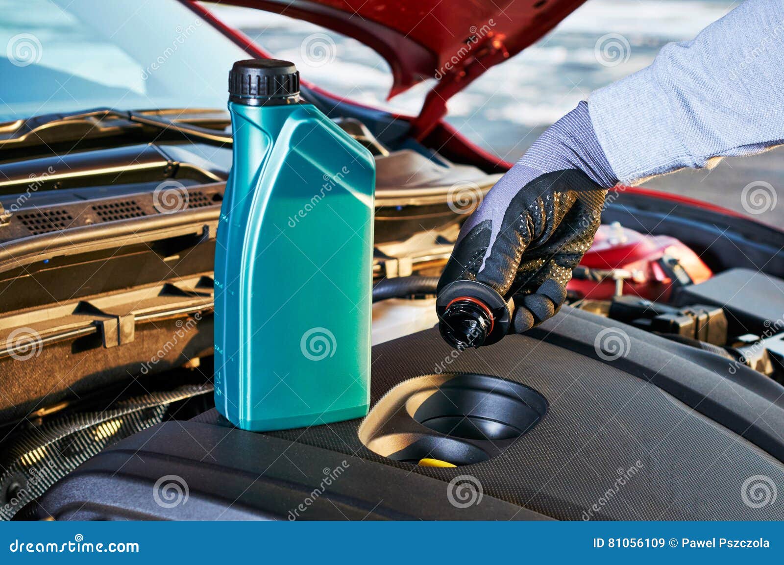 Checking Engine Oil Level in Modern Car. Winter Service for Safe ...