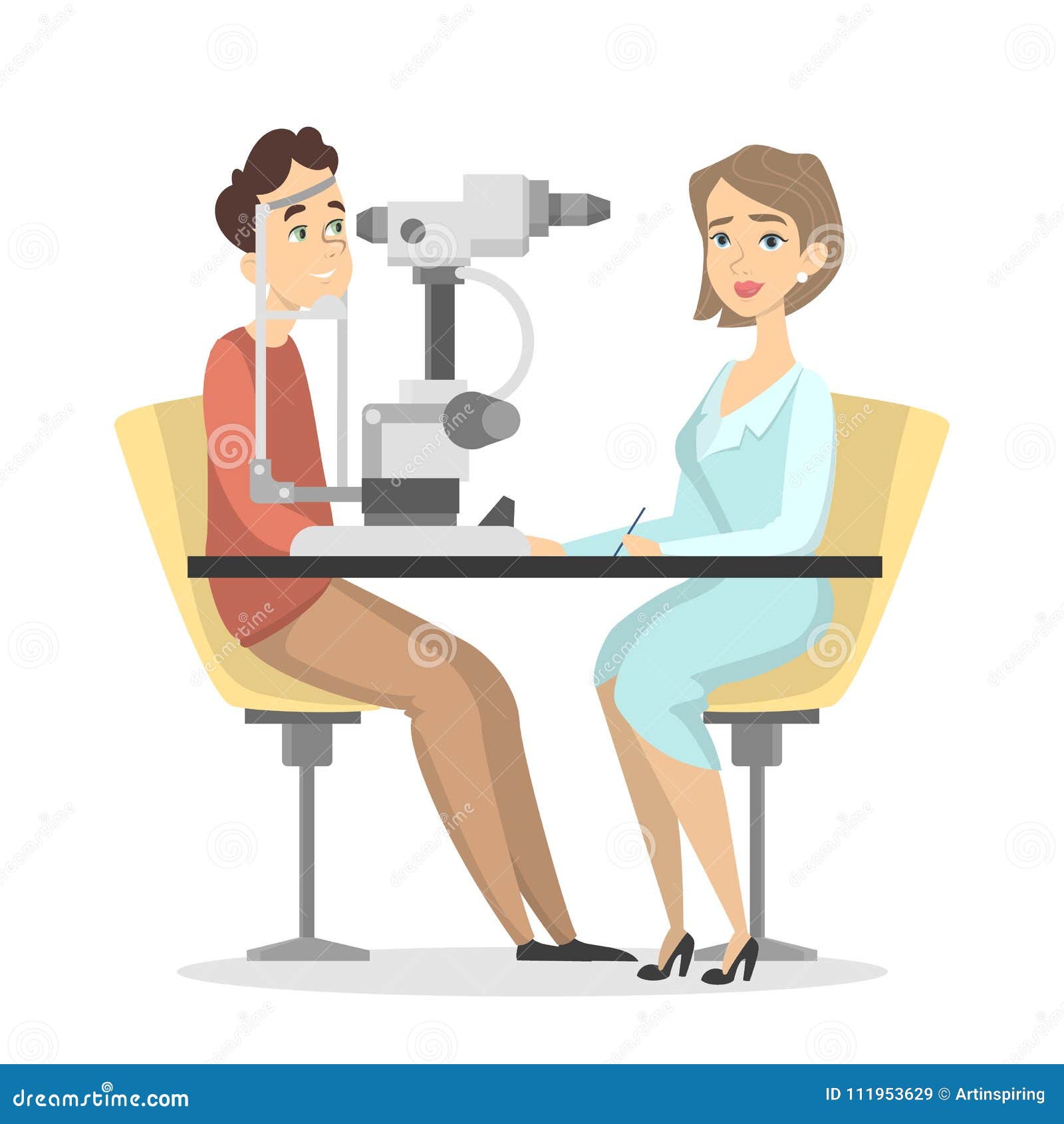 Checking the eyesight. stock vector. Illustration of care - 111953629
