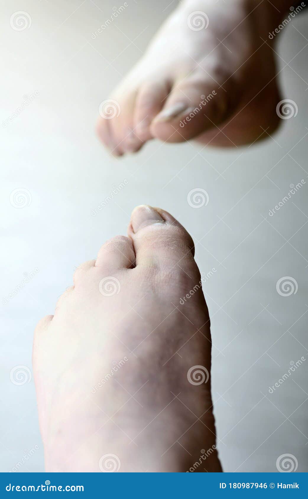 Foot Checking in the Mirror Stock Photo - Image of pedicure, problem ...