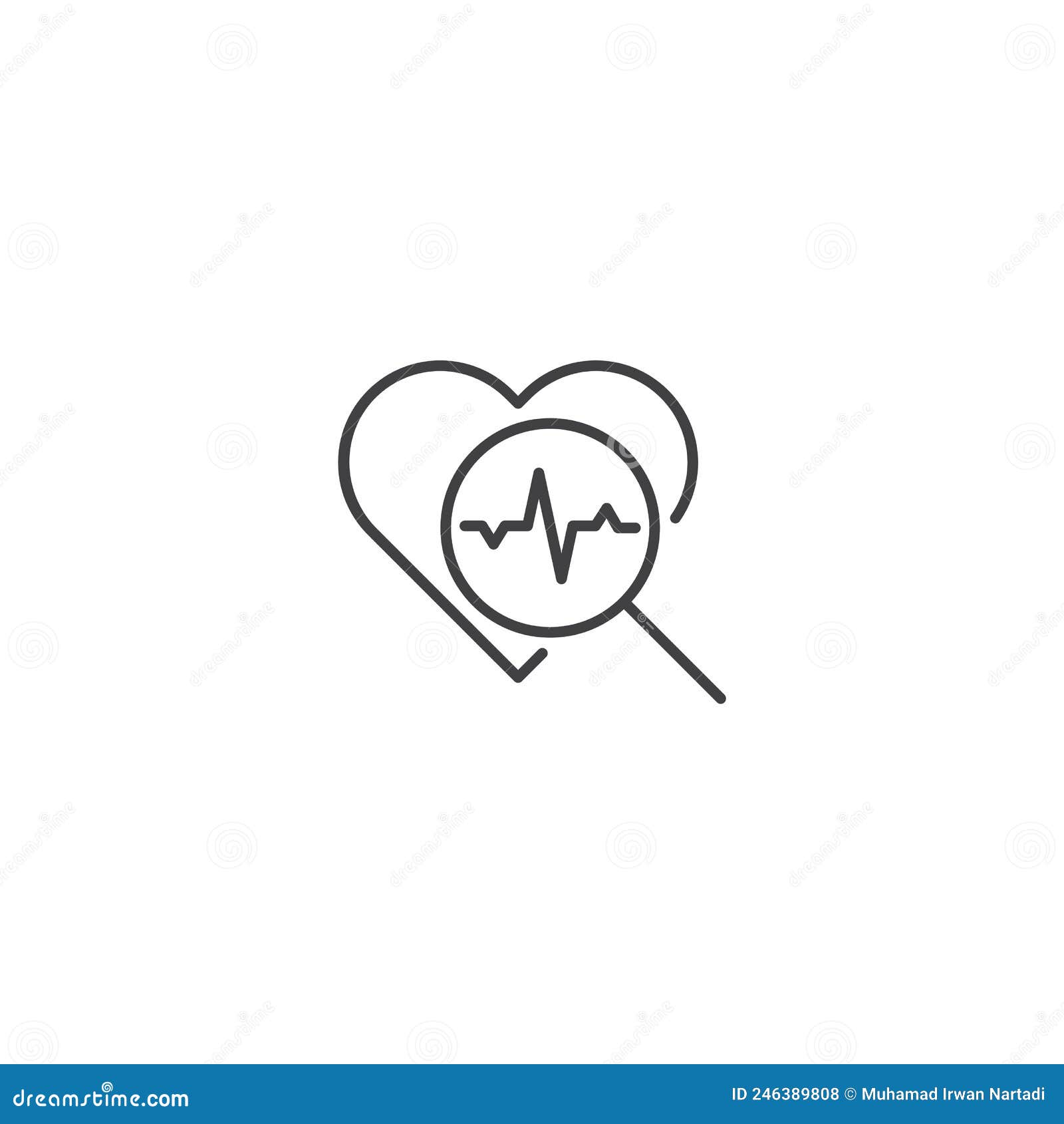 Checking Heart Beat, Healthy Heart Check. Vector Icon Outline Template ...