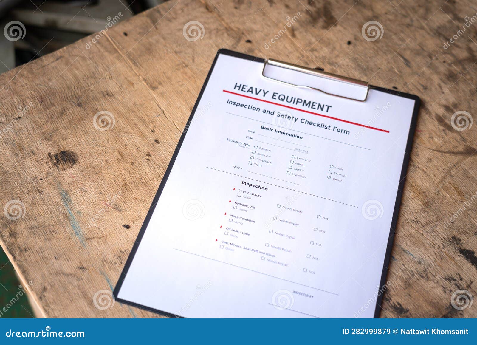 Checking on Heavy Equipment Checklist, Industrial Safety Working. Stock ...