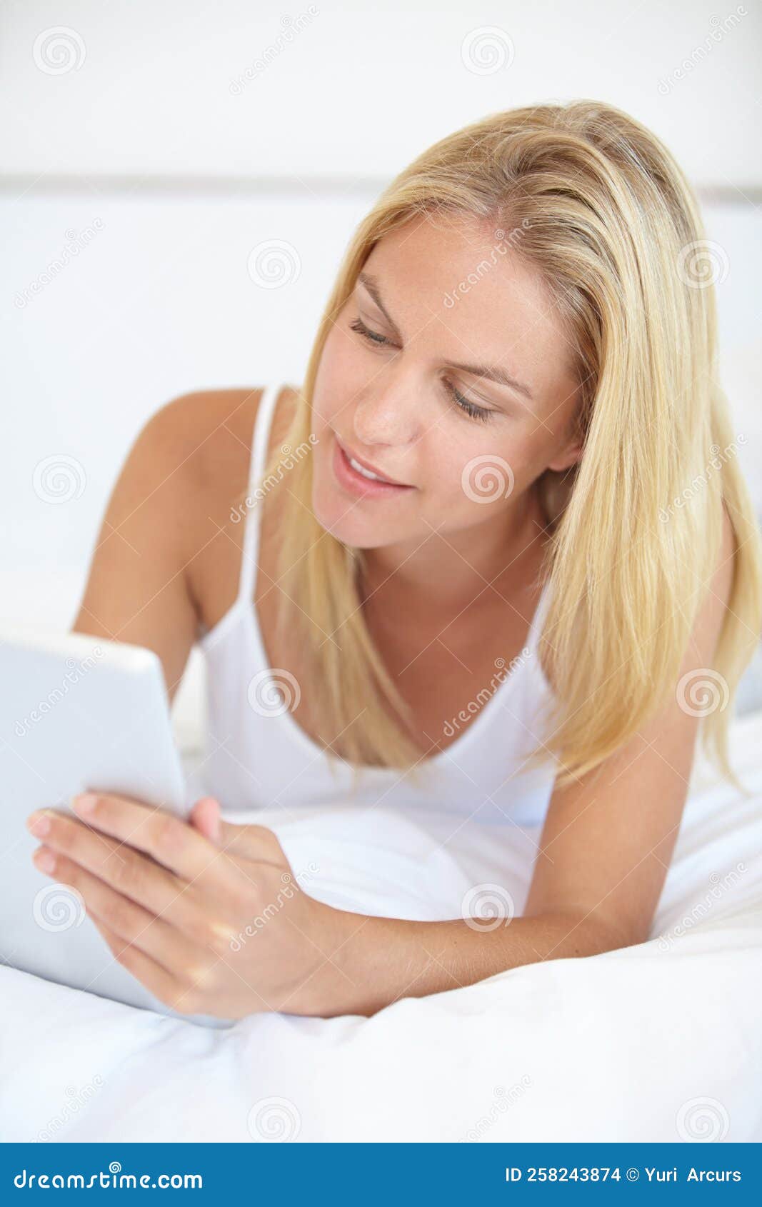 Checking Her Mail before Work. a Beautiful Young Blonde Woman Working ...