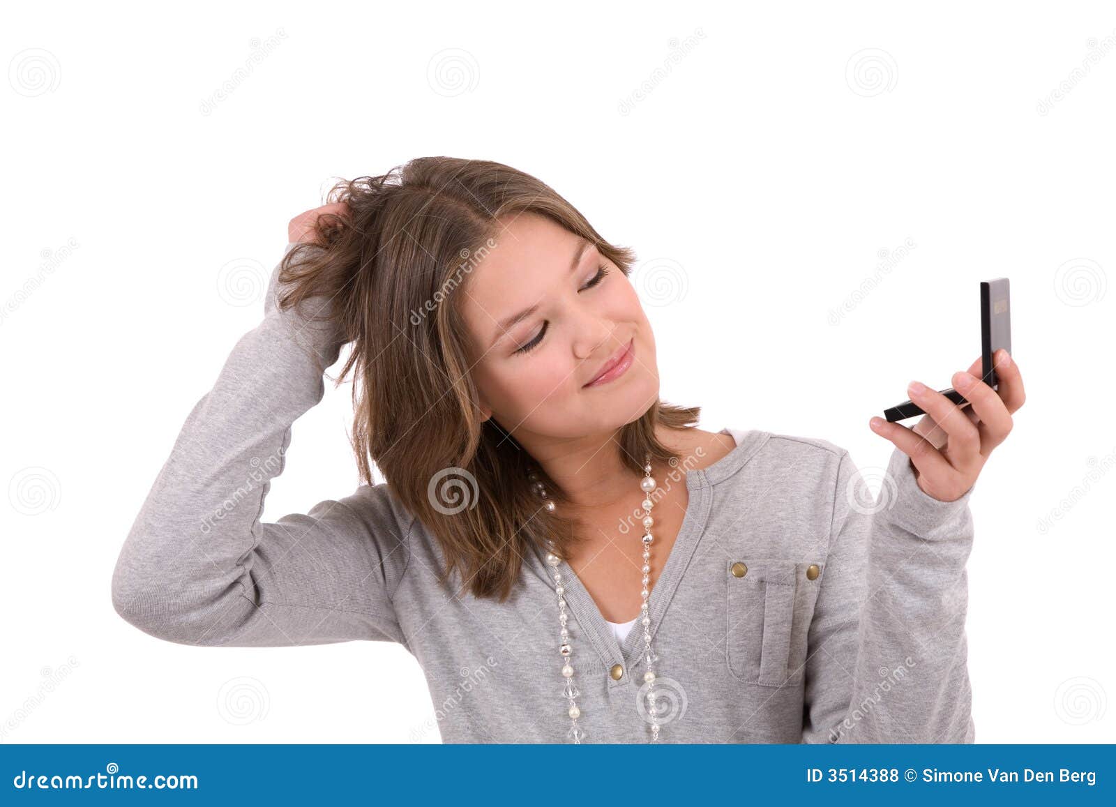 Checking her reflection stock photo. Image of hair, girls - 3514388