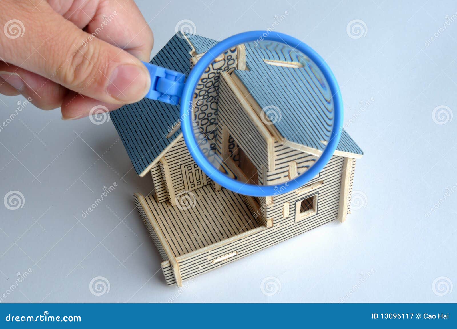 Checking House Model by Magnifier Stock Image - Image of detail, work ...