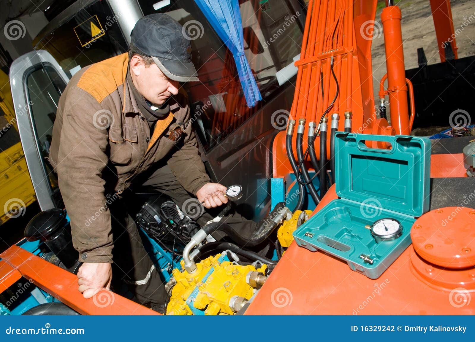 Checking hydraulic system stock photo. Image of controlling - 16329242